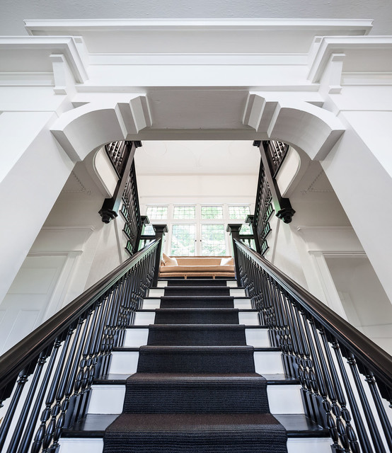 Henry Hahn House - grand staircase - Transitional - Staircase ...