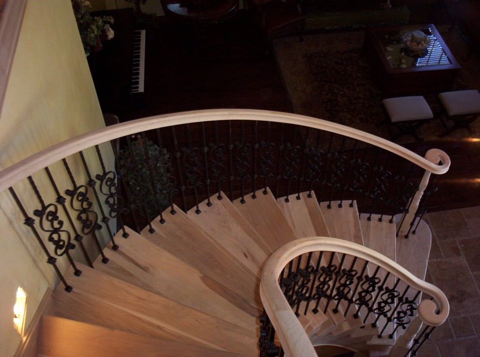 Hickory staircase with iron balusters - Traditional - Staircase ...