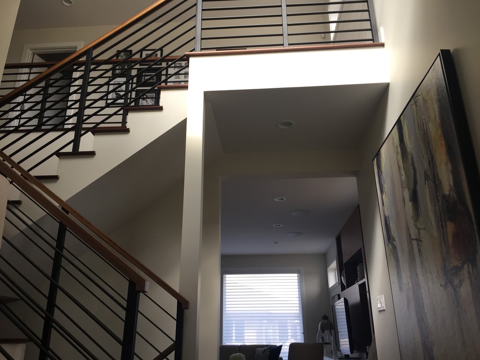 Horizontal Black Flat Bar Railing - Contemporary - Staircase - Calgary ...