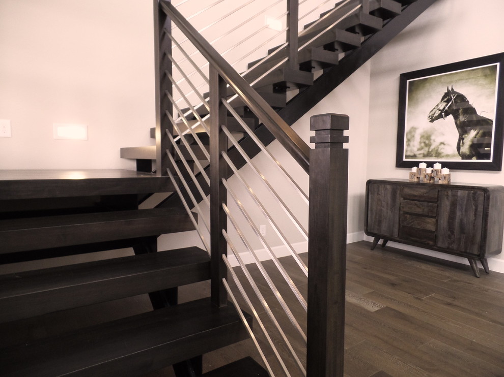 Horizontal Stainless Steel with Block Treads and Open Risers - Modern ...