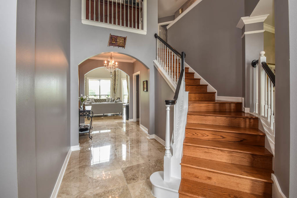 Houston Mid-Century Modern Interior Remodel - Transitional - Staircase ...