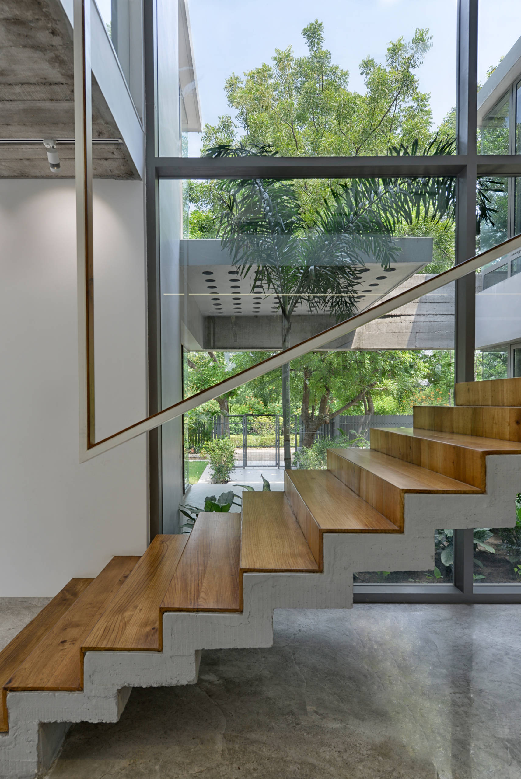 Ahmedabad Houzz: A Glass, Concrete & Steel House in the Midst of Nature