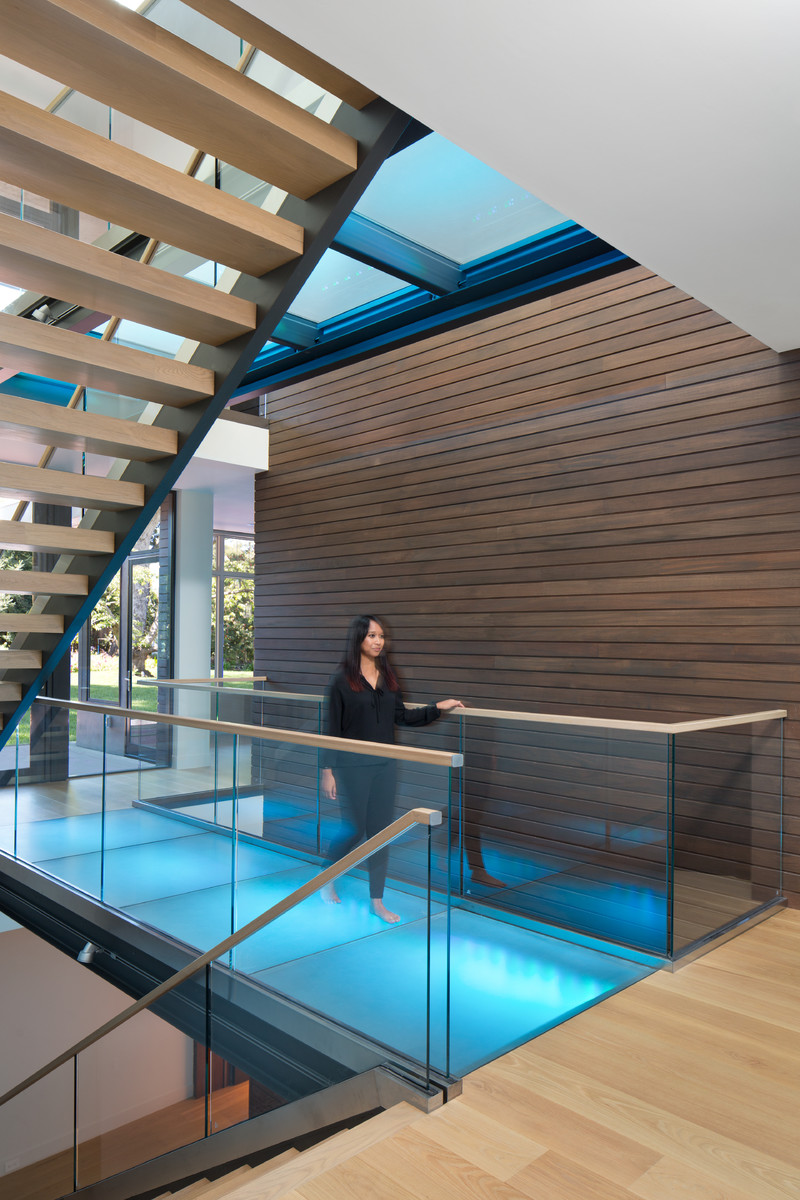 Interior Glass Bridge with Lighting - Modern - Staircase - San ...