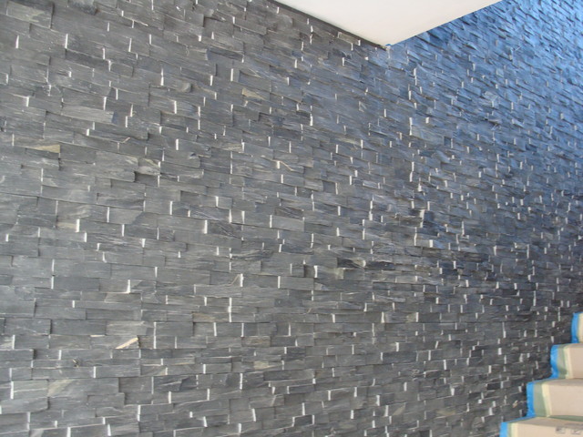 Staircase with Ledgestone natural stone panels - Modern - Staircase ...