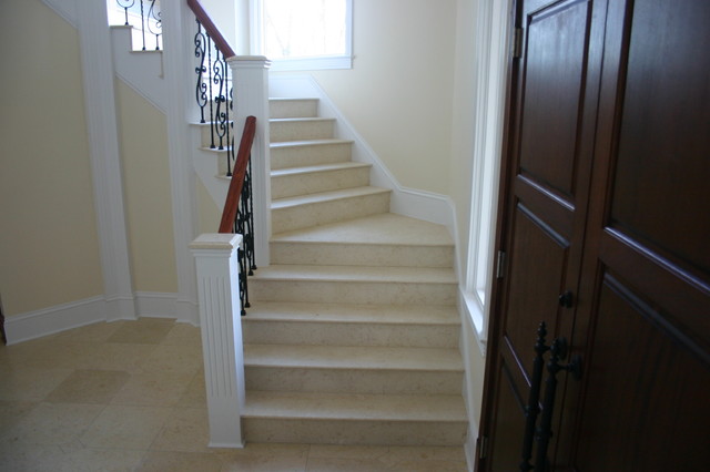 Jerusalem Limestone stairs and floor tiles - Staircase - Richmond - by ...