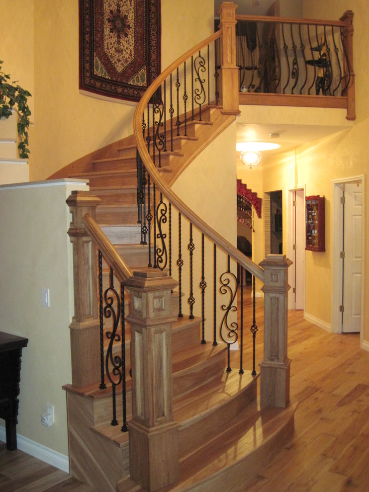 king newel post hickory stair project - Traditional - Staircase ...
