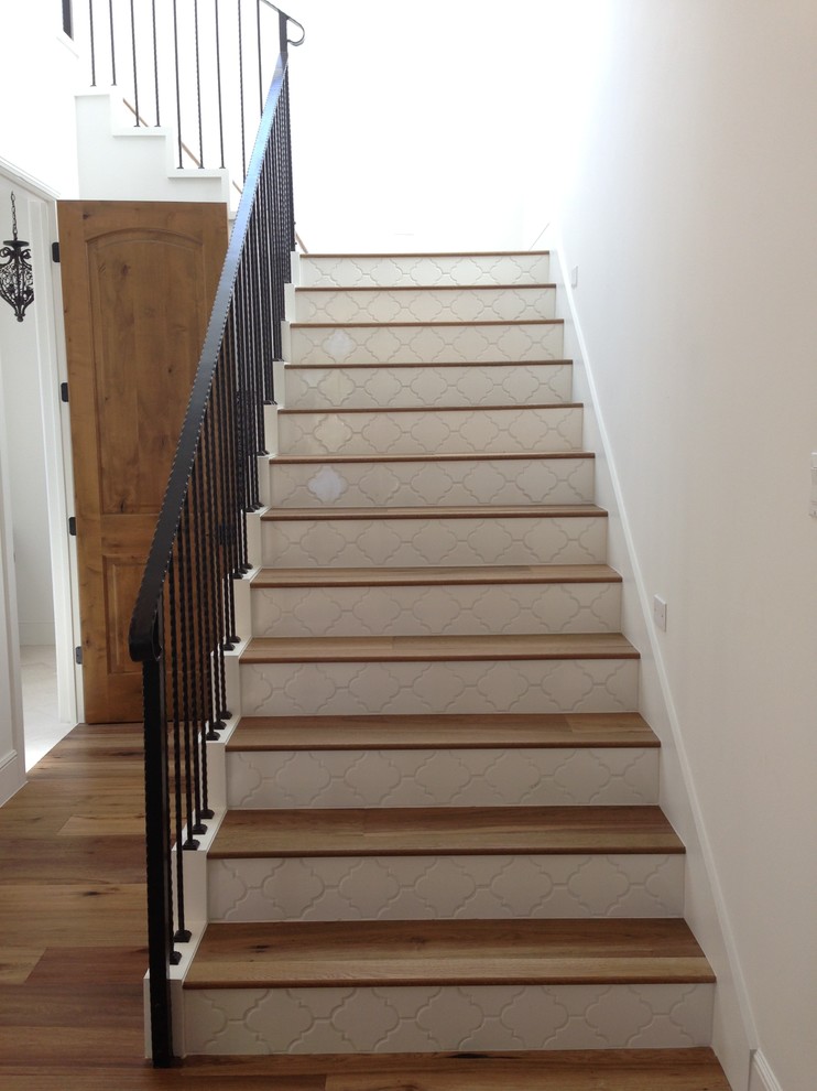 Landmark Mohave Wood Stairs with Tile Risers - Traditional - Staircase ...
