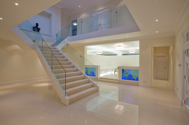 large all white entrance hall - Contemporary - Staircase - London - by ...