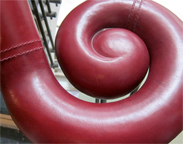 Large traditional handrail wrapped in leather - Traditional - Staircase ...