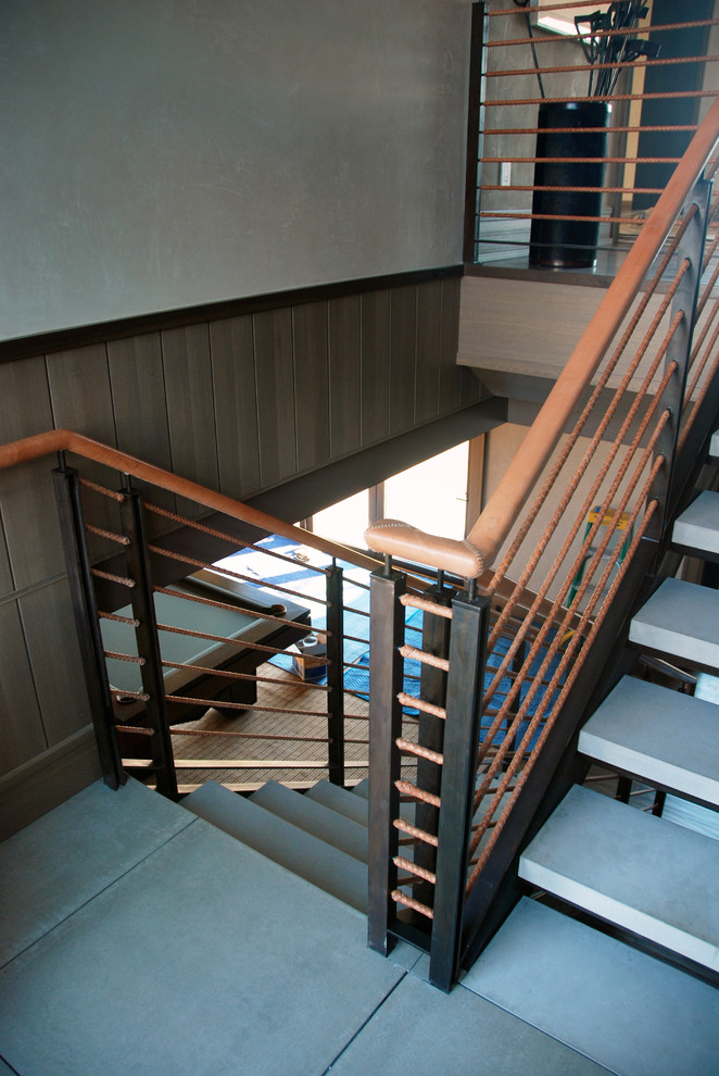 Leather Wrapped Stair Railings - Contemporary - Staircase - Other - by ...