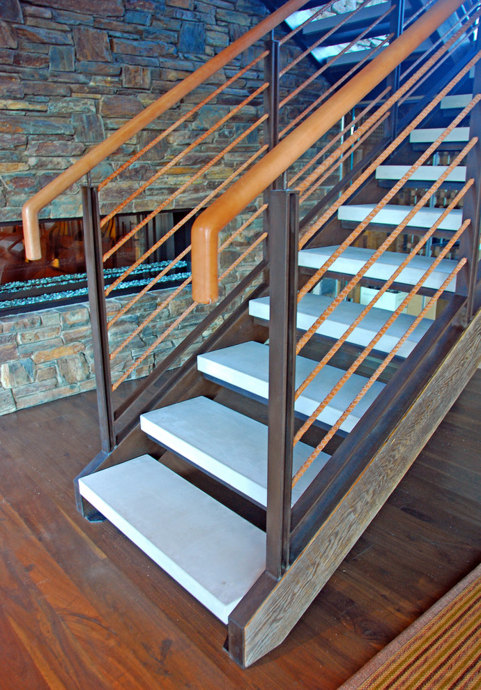 Leather Wrapped Stair Railings Contemporary Staircase Other By Brandner Design Houzz