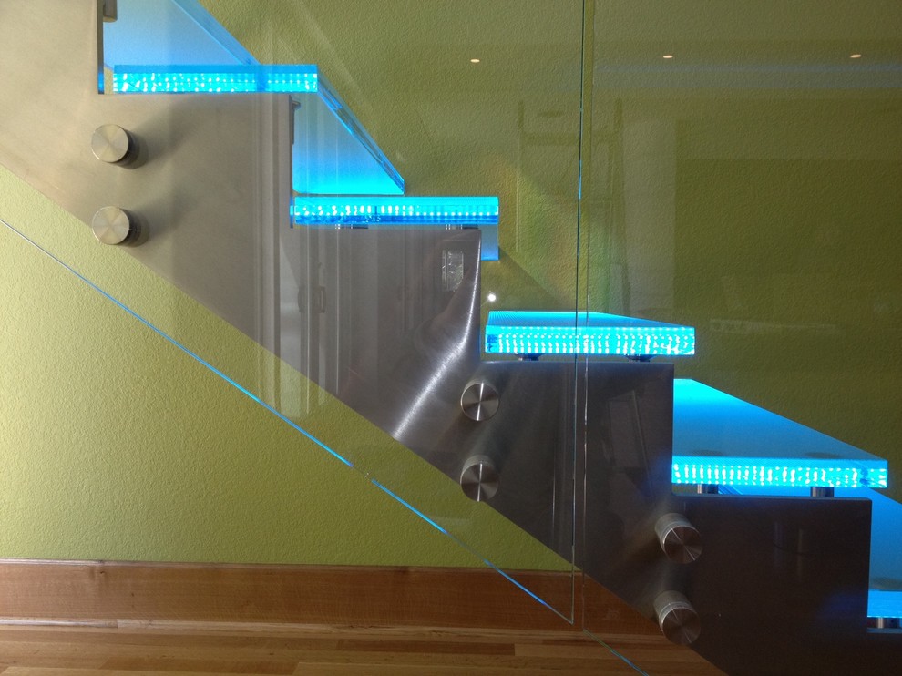 LED lit glass stair case - Contemporary - Staircase - Tampa - by Faour ...