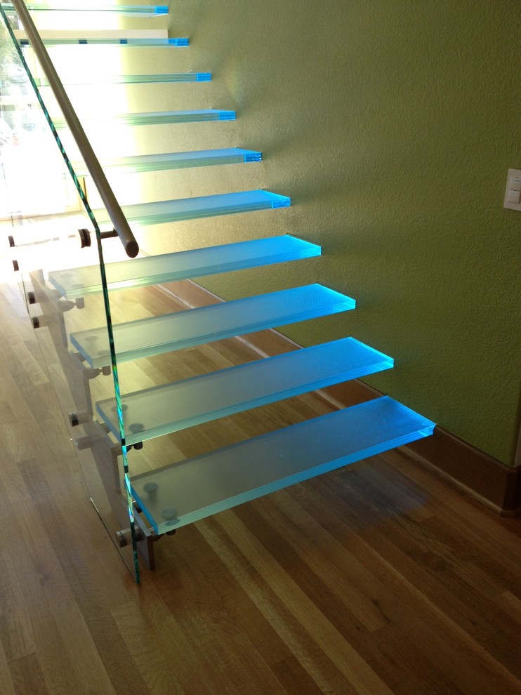 LED lit glass stair case - Contemporary - Staircase - Tampa - by Faour ...