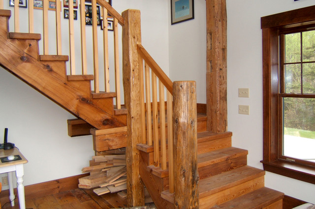 Living off Grid: In a Restored Timber Frame - Rustic - Staircase ...