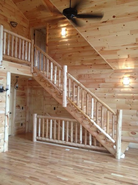 Log Railing - Rustic - Staircase - Other - by Northern Log Supply ...