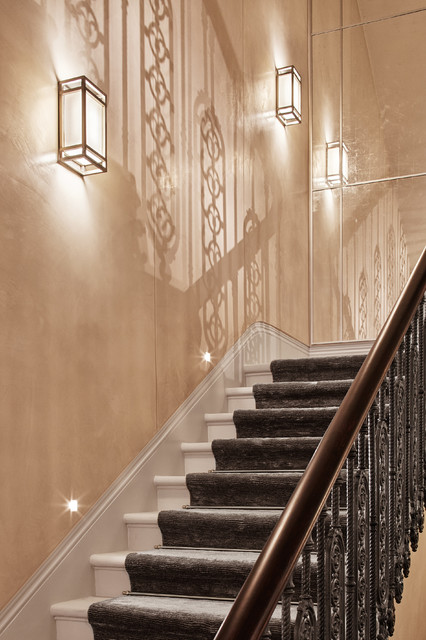 Main staircase with ornate metal spindles - Contemporary - Staircase ...