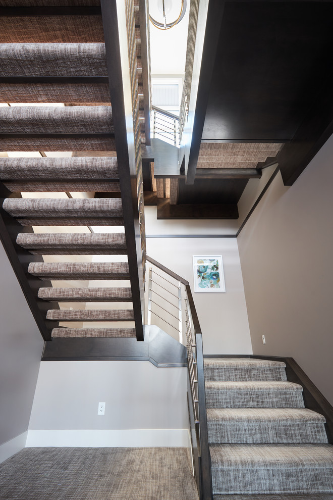Maple Self supported open rise stair - Modern - Staircase - Edmonton ...