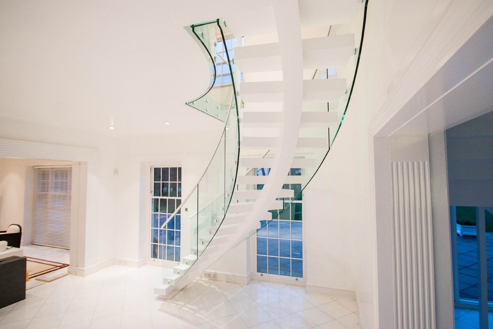Middle Spine Staircase with helical turn - Modern - Staircase - London ...