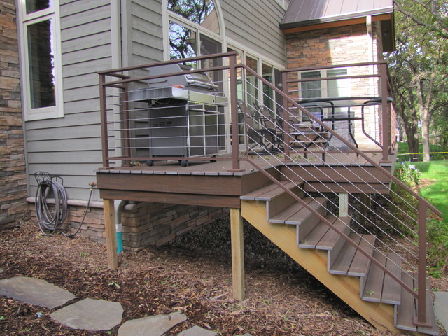 Modern Fireplace, Stairs, & Outdoor Deck - Modern - Staircase - Orange ...