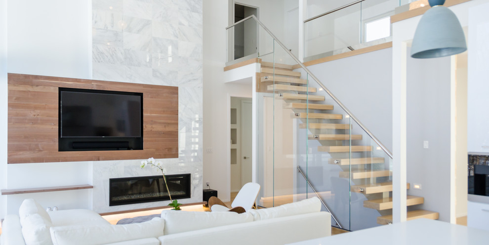 Modern Floating Stair with Steel & Glass - Modern - Staircase - New ...