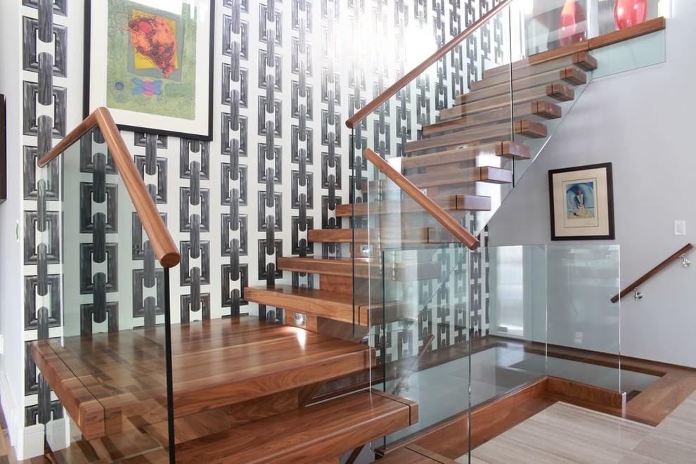Modern Wood & Glass Staircase - Contemporary - Staircase - Other - by ...