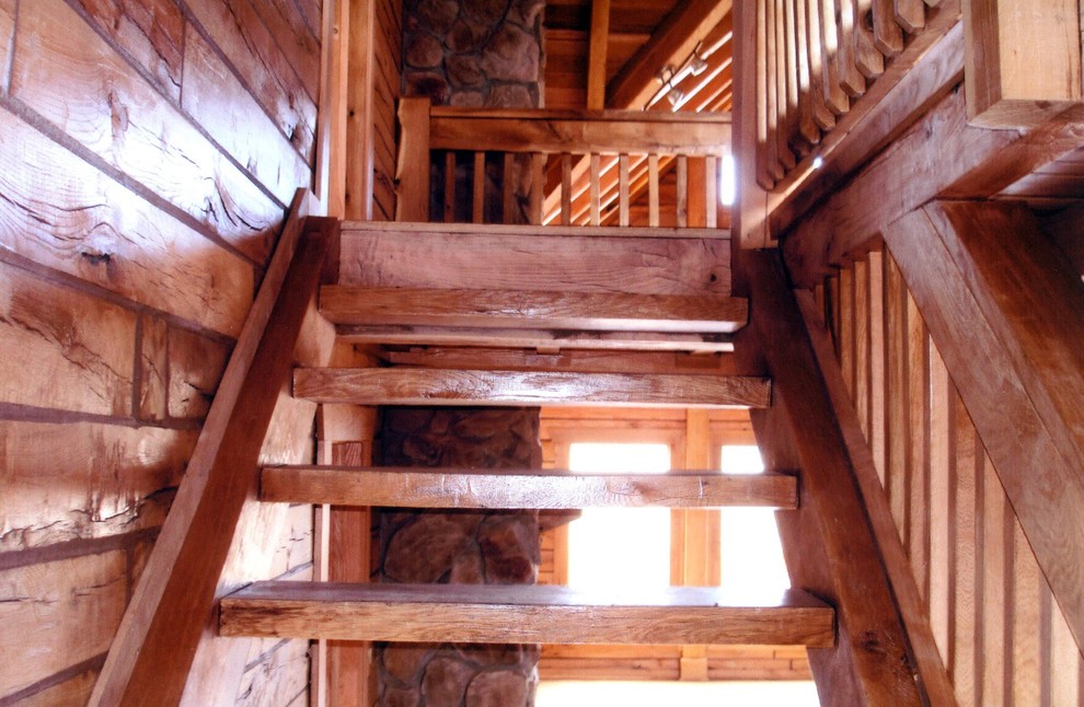 Mountain View Log Home kit - Traditional - Staircase - Kansas City - by ...