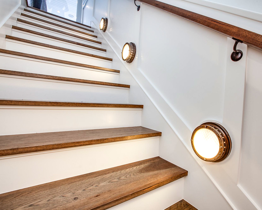 Nautical Cape Cod Stairs/Light Fixtures - Beach Style - Staircase - Los ...