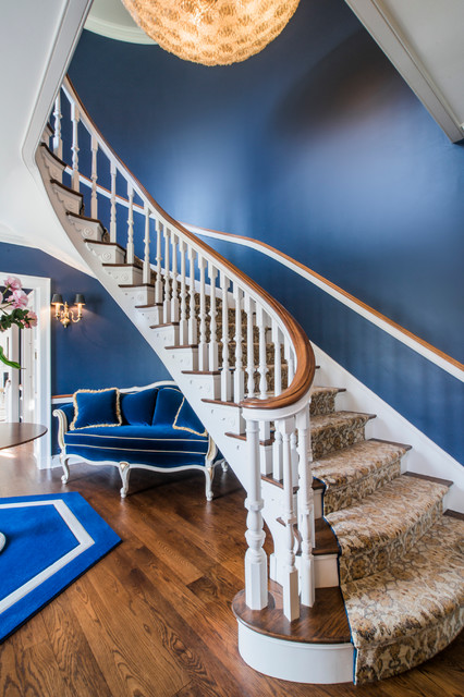 Navy Blue Foyer - Traditional - Staircase - Other - by E.V.M. BESPOKE ...