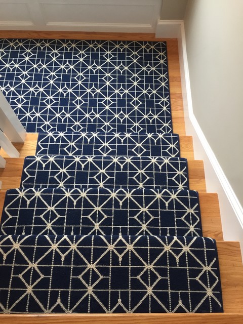Navy Geometric Stair Runner - Staircase - Boston - by The Carpet ...