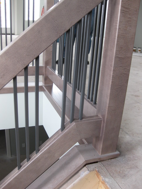 New Construction - Contemporary Maple Railings with Metal Spindles ...