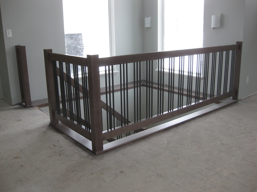New Construction - Contemporary Maple Railings with Metal Spindles ...