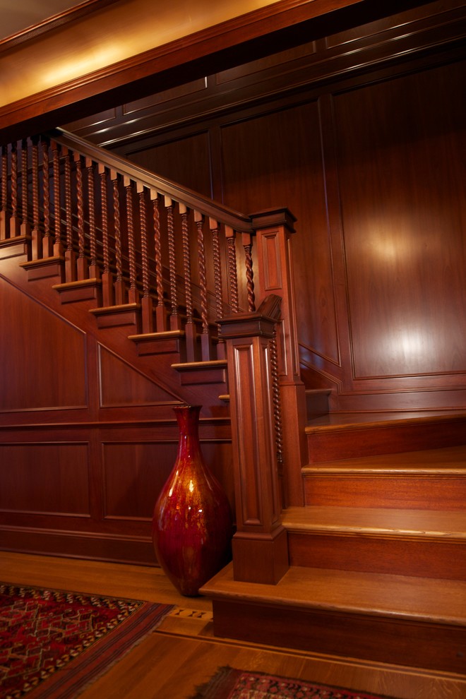 New Jersey Residence Mahogany Foyer Paneling and Millwork - Traditional ...