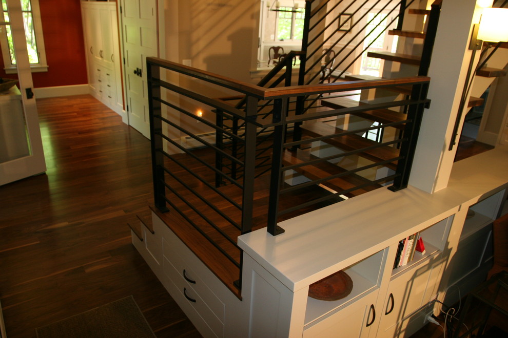Open concept contemporary stairs with steal railing - Contemporary ...