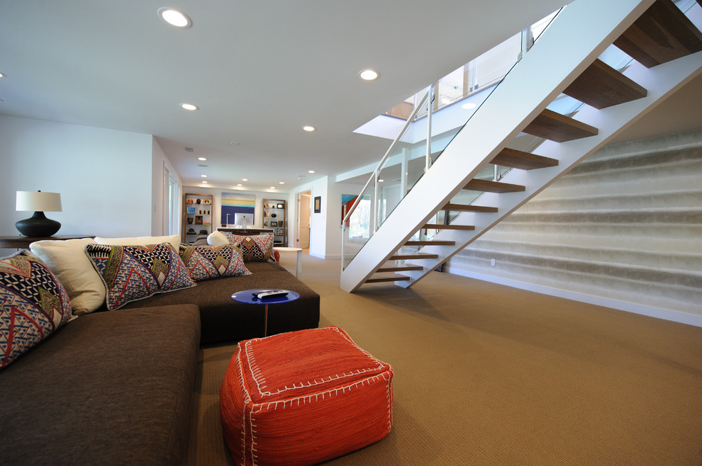 open stairs in lower level - Contemporary - Staircase - Indianapolis ...