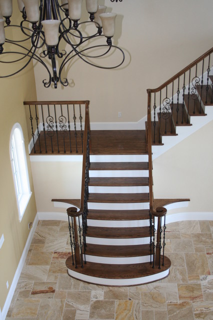 Over the Post Style Railing Project - Mediterranean - Staircase ...
