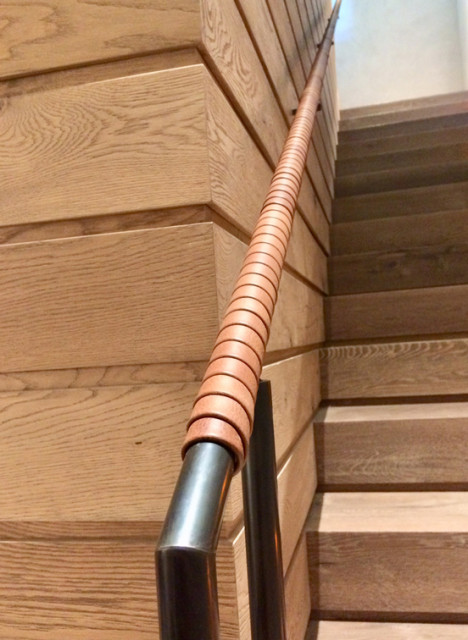 Overlapped Leather wrapped handrail - Rustic - Staircase - Other - by ...