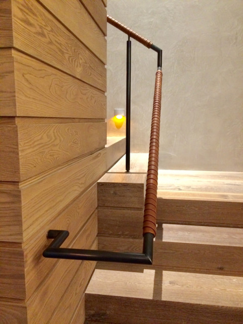 Overlapped Leather wrapped handrail - Rustic - Staircase - Other - by ...