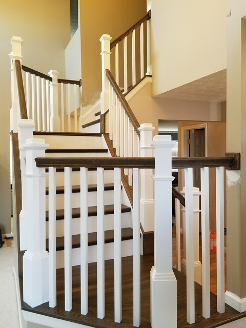 Production Rail to Custom Rail, carpet grade stairs to hardwood ...