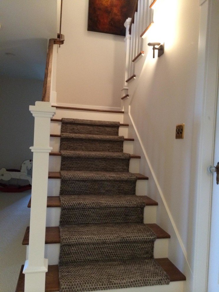 Queen Anne stair installation (flat woven) - Transitional - Staircase ...