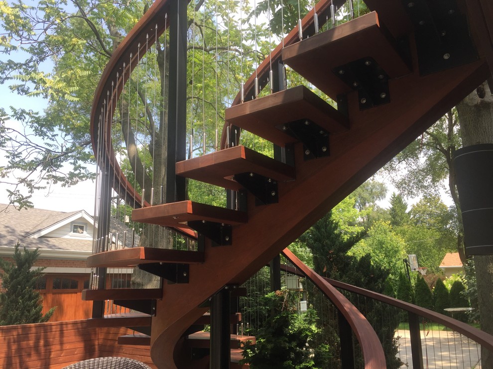 Raised deck and floating stairway - Contemporary - Staircase - Chicago ...