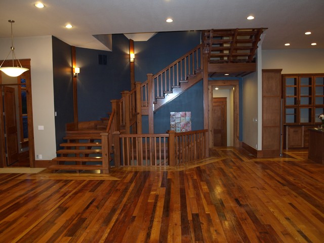 Reclaimed Winding Wood Staircase - Staircase - Kansas City - by ...