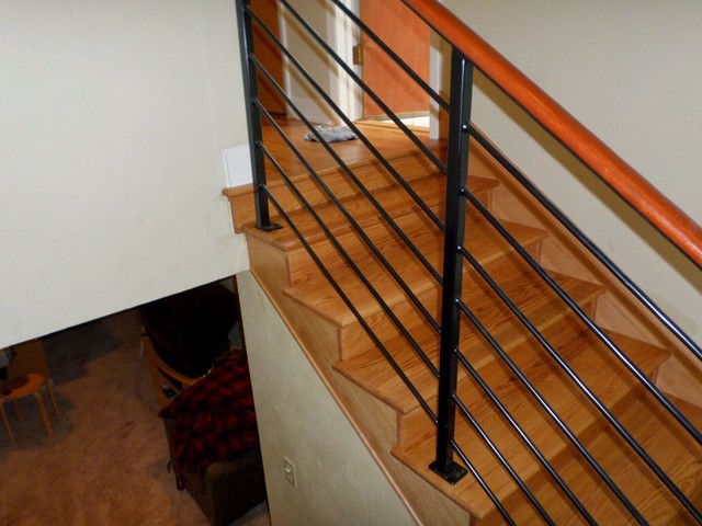 Red Oak Stair Case with Metal Railing - Traditional - Staircase ...