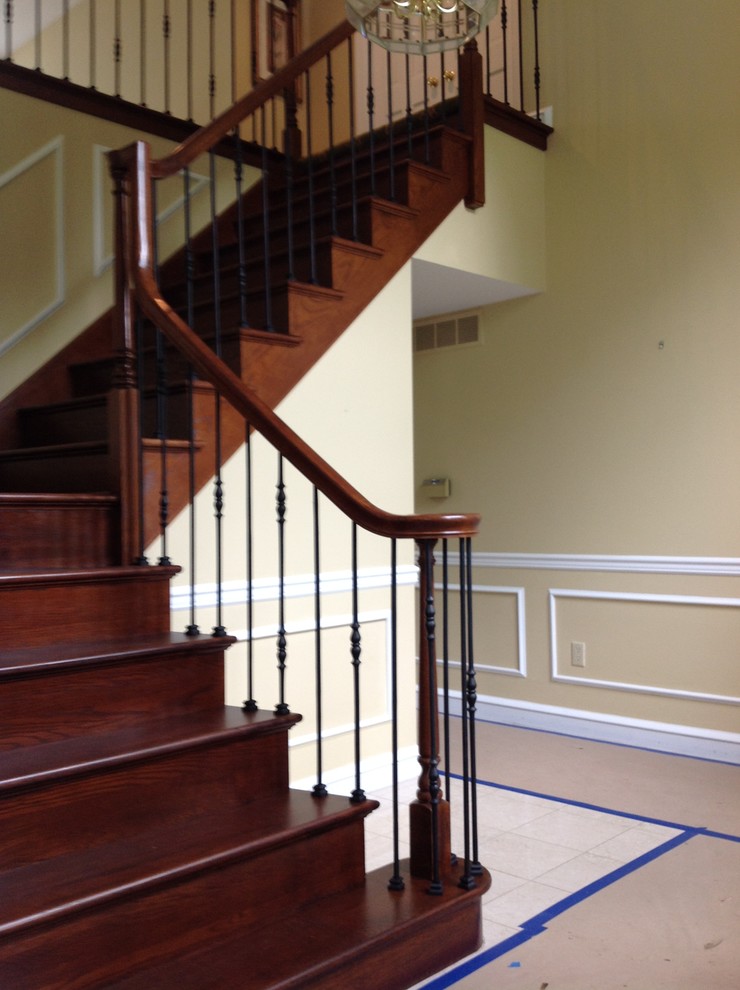 Refinish of Rail & Stairs w/Satin Black Iron Balusters - Medford, NJ ...