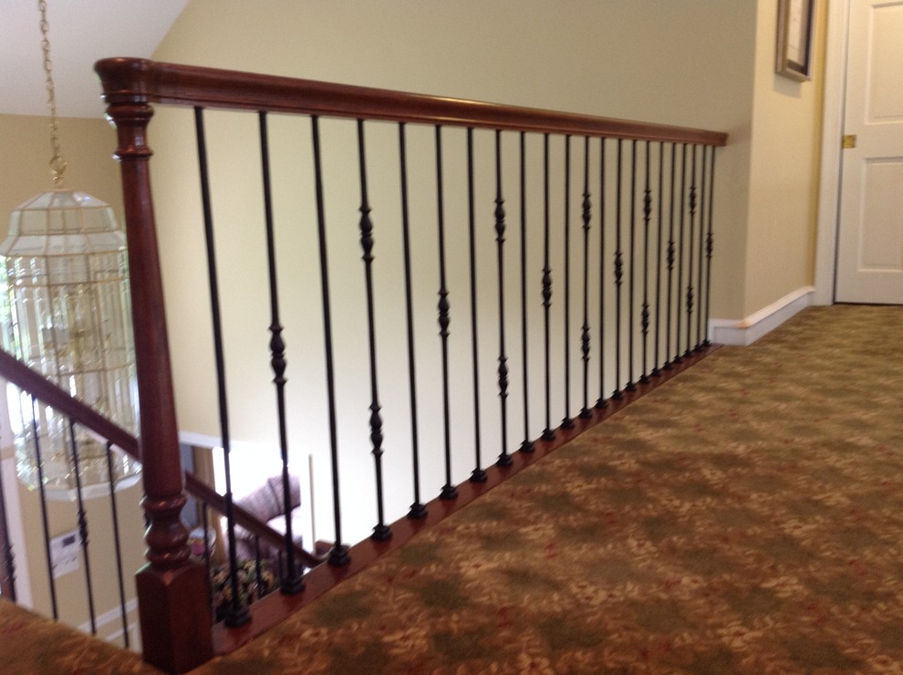 Refinish of Rail & Stairs w/Satin Black Iron Balusters - Medford, NJ ...