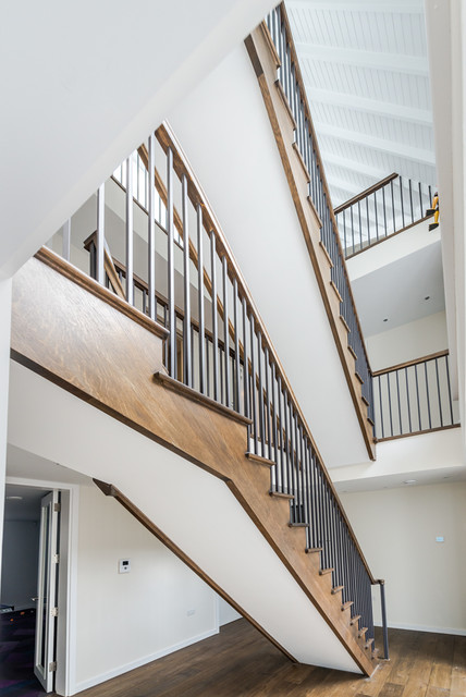 Richmond - Oak Bespoke Staircase Metal Balustrade - Staircase - London ...