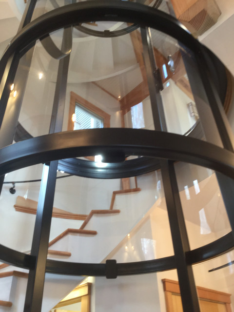 Round Acrylic Home Elevator Incorporated into Staircase - American ...