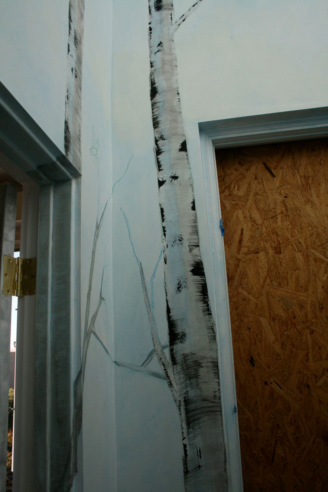 San Francisco Hoist Way Birch Tree Mural - Modern - Staircase - San ...