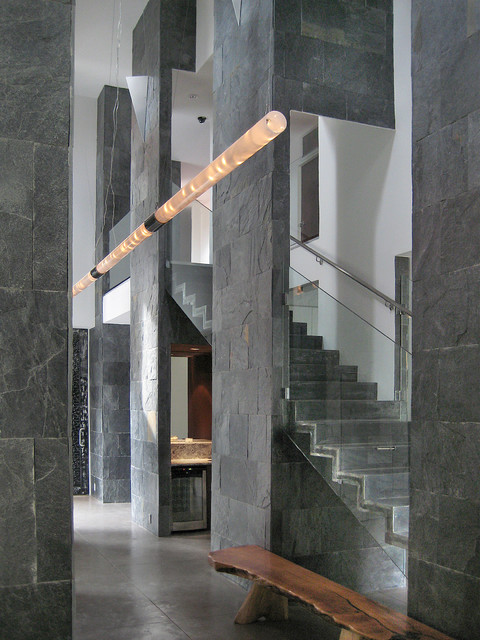 Silver Grey Slate Flooring - Contemporary - Staircase - Atlanta - by ...