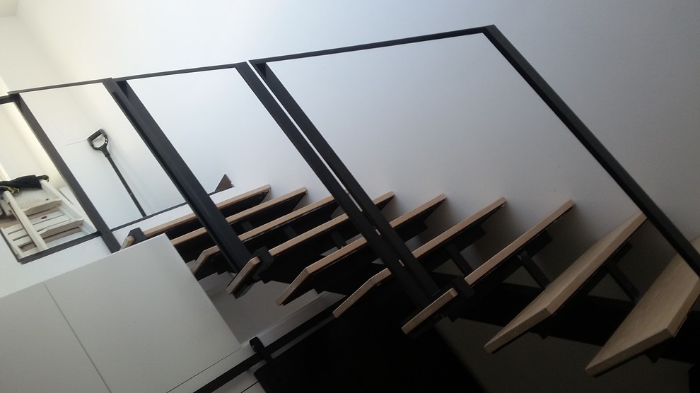 Simons residence railing retrofit - Contemporary - Staircase - New York ...
