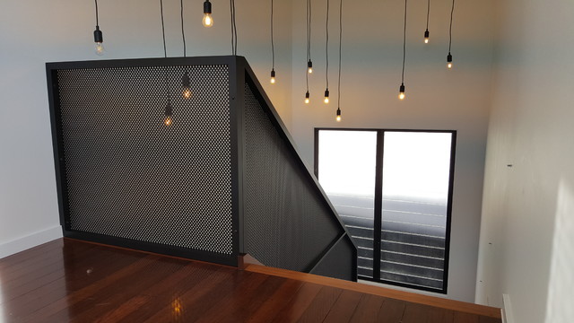 Sleek Perforated Balustrade Screen Wall - Industrial - Staircase ...